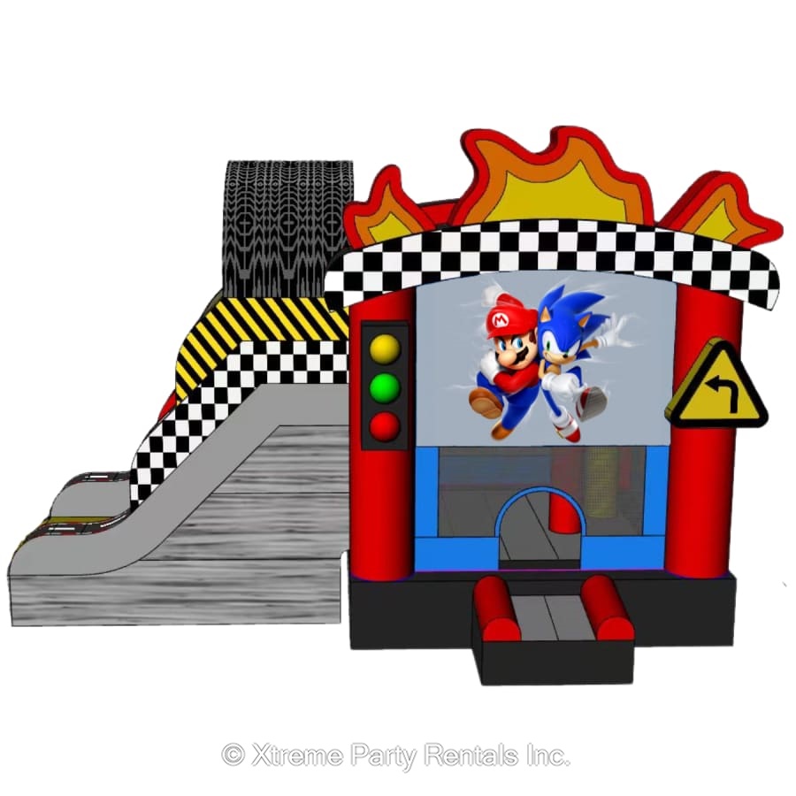 14ft x 23.5ft Raceway Jump N' Slide- Mario vs Sonic - Bouncy Castle ...