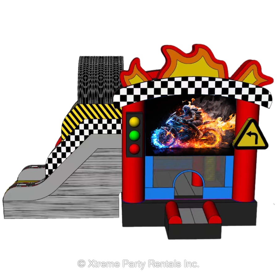 14ft x 23.5ft Raceway Jump N' Slide- Motor Action - Bouncy Castle ...