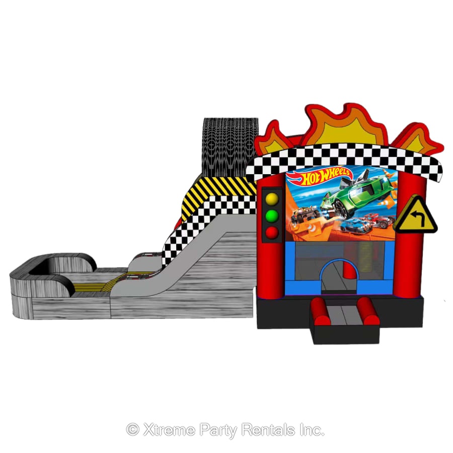 14ft x 27ft Raceway Jump N' Slide Waterslide- Hot Wheels - Bouncy ...