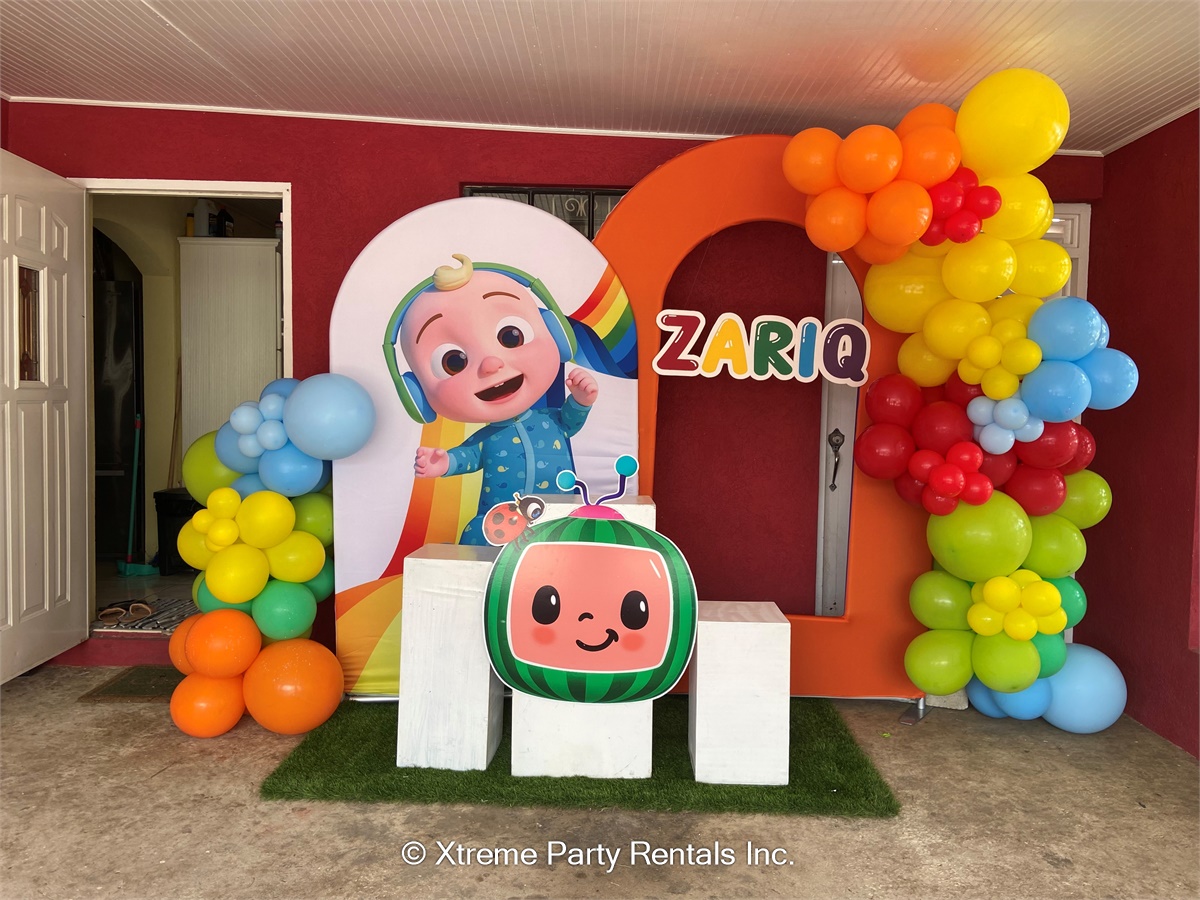 4ft x 6.5ft Arch Backdrop - Cocomelon - Bouncy Castle & Party Rentals ...