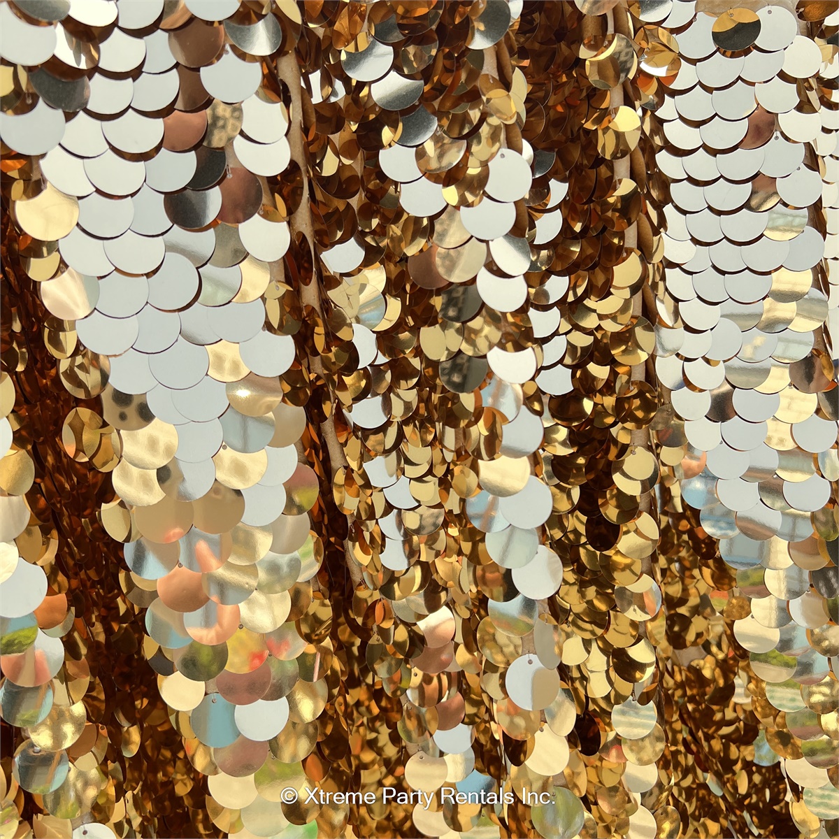 8ft x 8ft Large Mermaid Sequin Shiny Gold - Bouncy Castle & Party ...